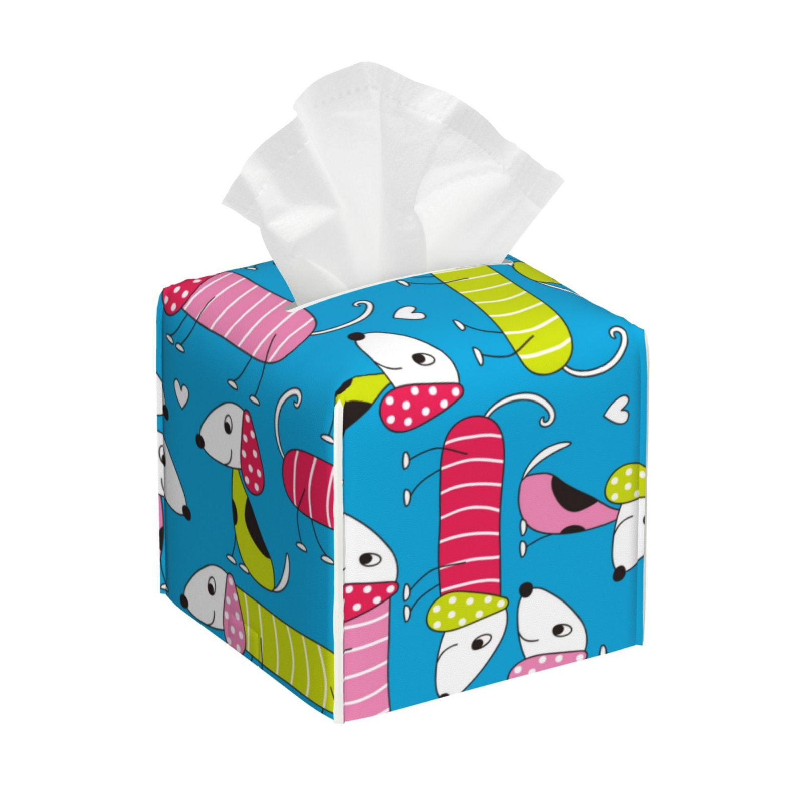 Tissue Color Dachshund Dog Box Cover Holder, Square by Xecao - Leather ...