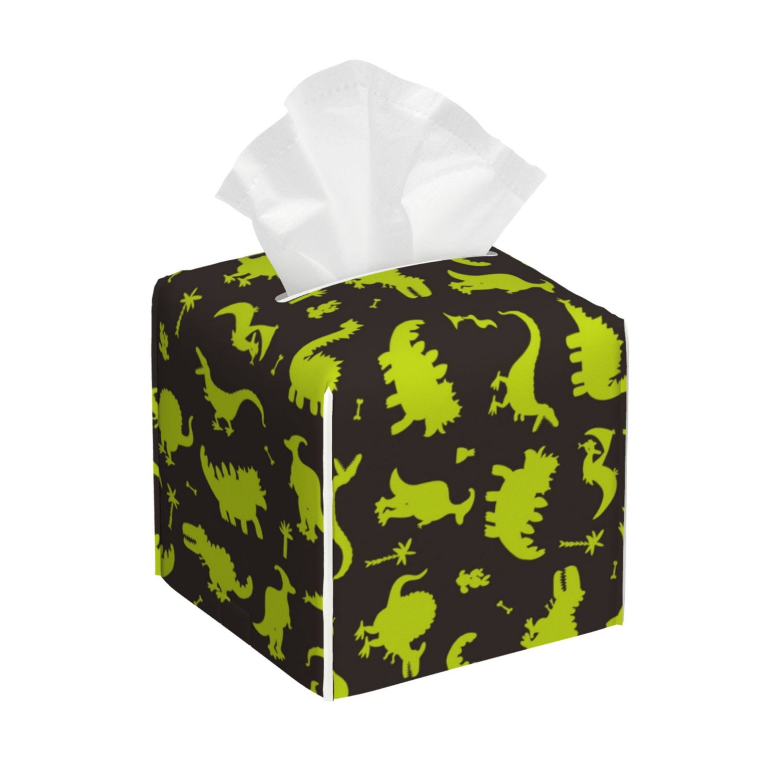 Tissue Cute Cartoon Dinosaurs Green Silhouette Pattern Box Cover Holder ...