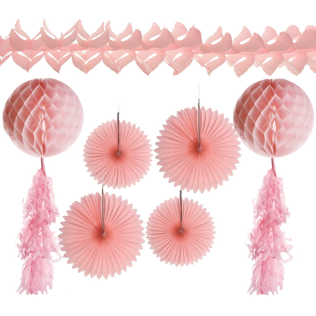 Tissue Garland, Fan, and Honeycomb Party Decorations, Assorted Sizes ...