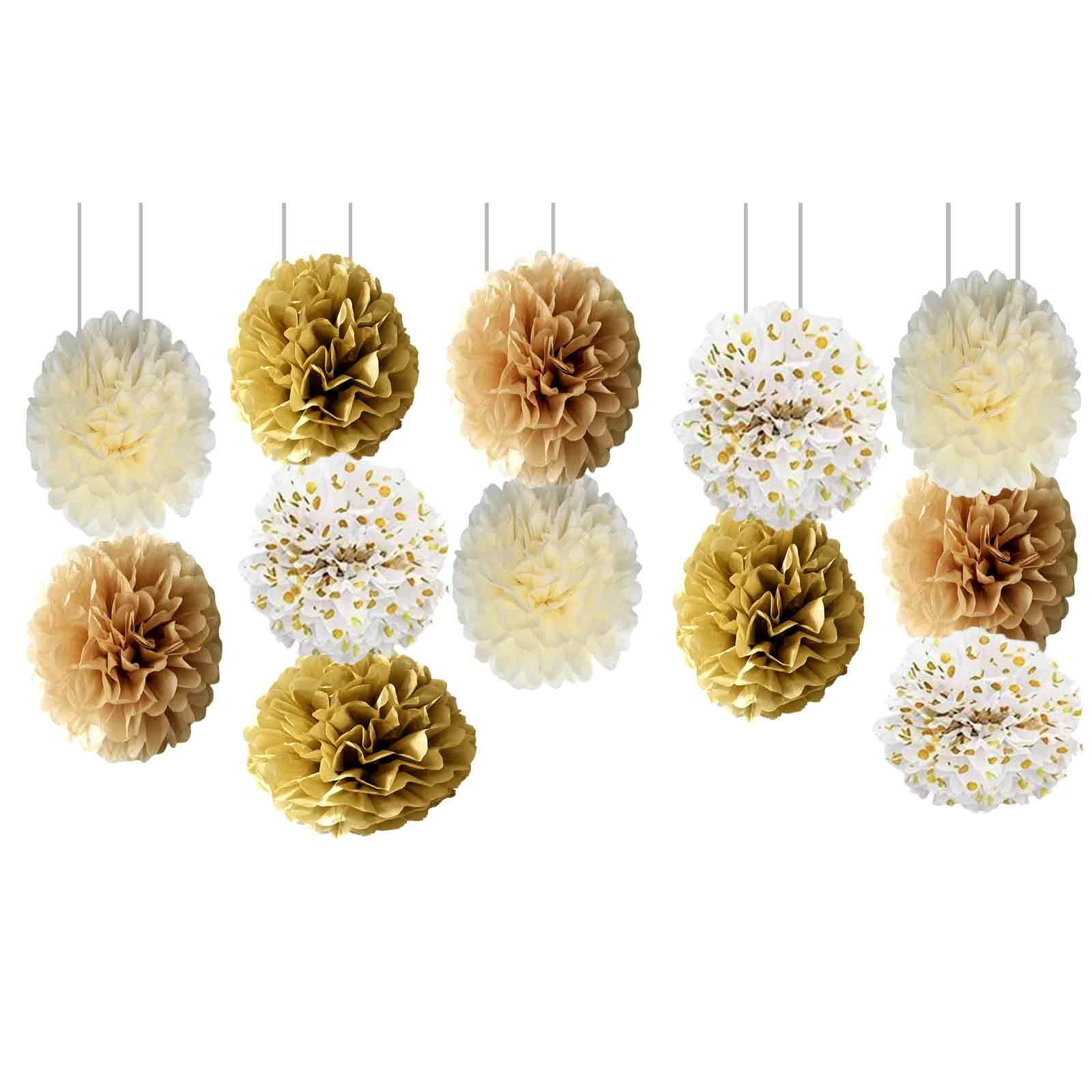 Tissue Paper Pompoms, 12 Pcs Tissue Paper Pom Poms Ball For Wedding ...