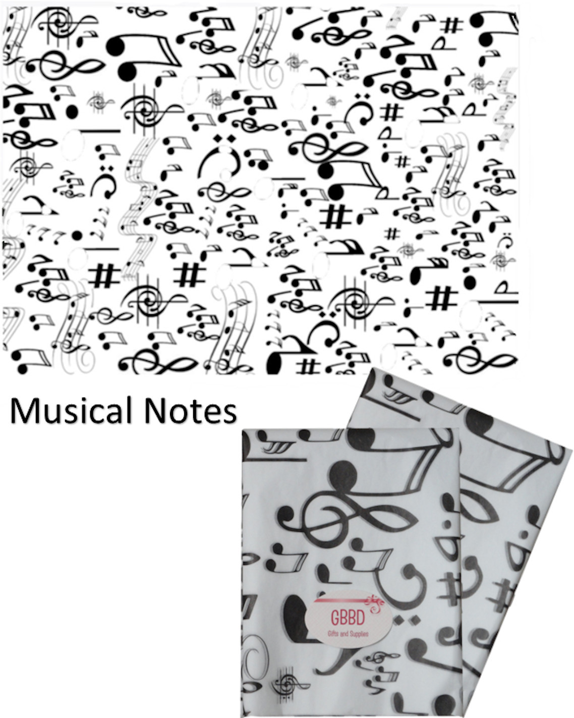 Tissue Paper with Printed Music Note Gift Wrapping or Decoupage 24 ...