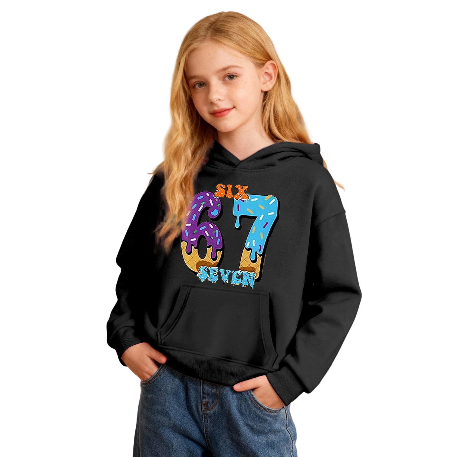Tisuna 67 Hoodie For Girls Boys Child Ice Cream Print Long Sleeve ...