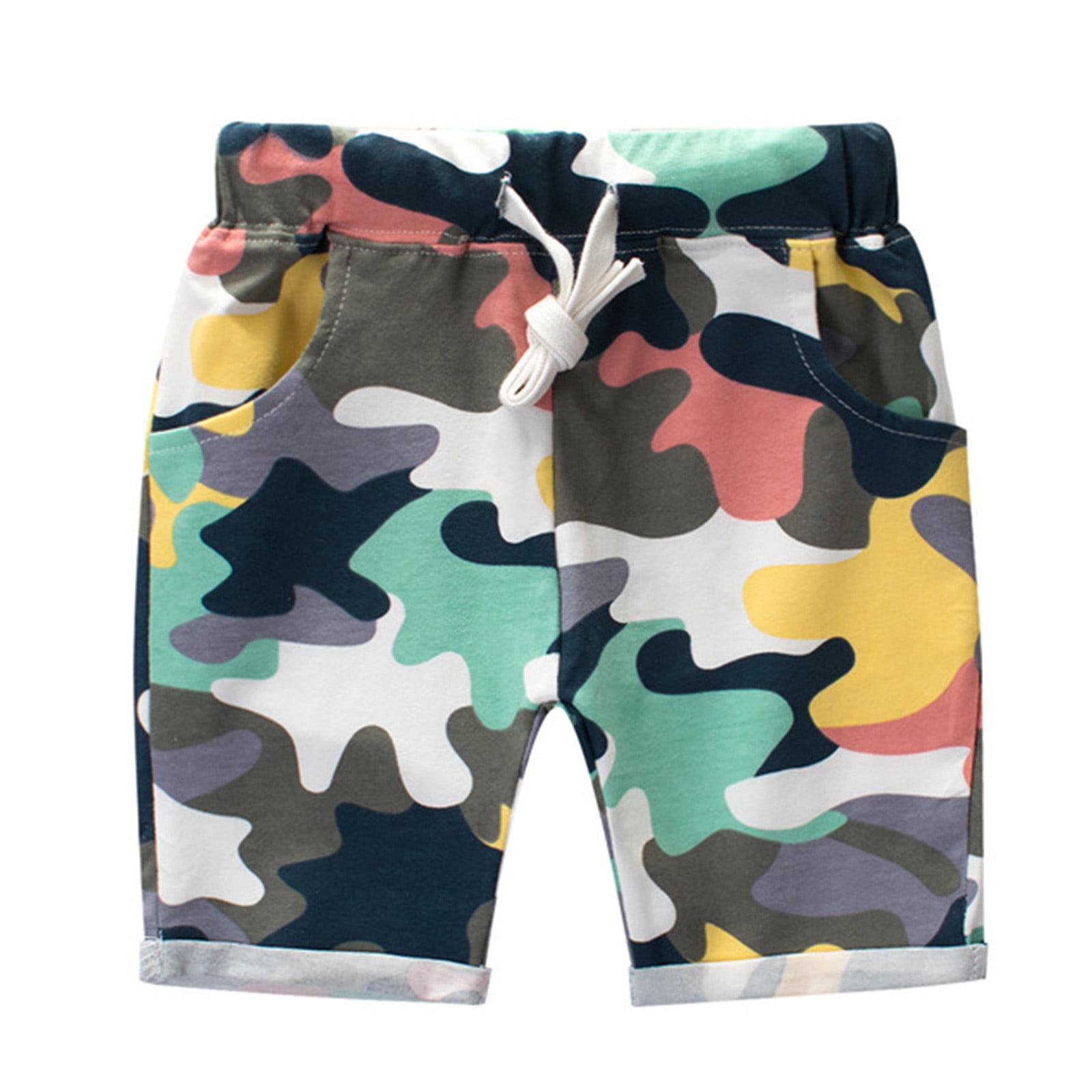 Tisuna Boys Shorts Toddler Cartoon Print Elastic Waist Straight Leg ...