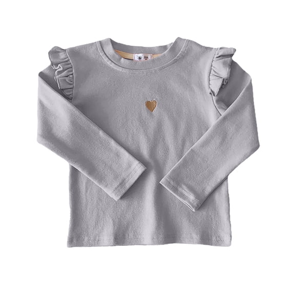 Tisuna Casual Tops For Girls Child Heart Print Long Sleeve Crew Neck ...