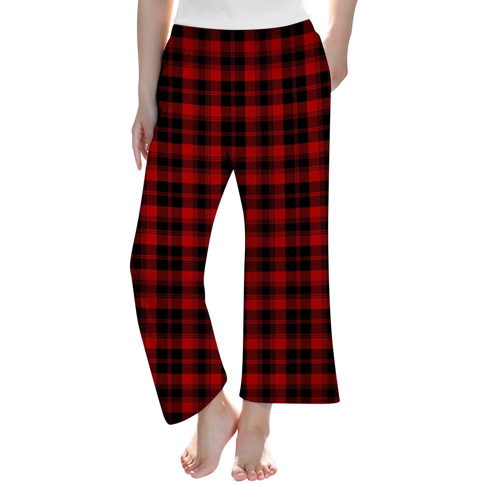 Tisuna Christmas Pants For Little Girls Plaid Print Elastic Waist ...