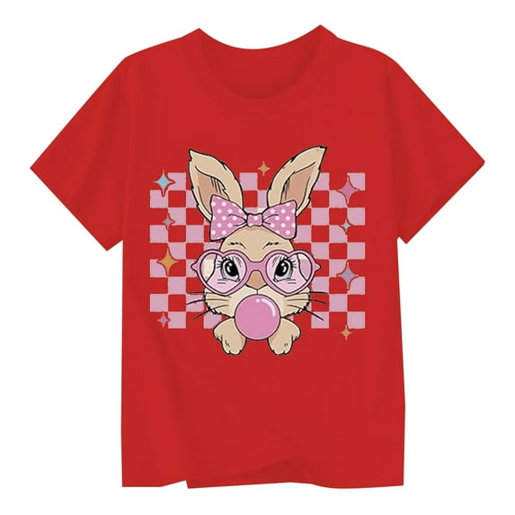 Tisuna Diy Easter Outfits For Girls Cartoon Print Short Sleeve Crew ...