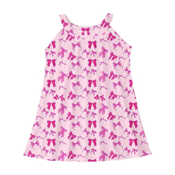 Tisuna Fashion Vest Dress For Girls Child Bow Print Sleeveless U Neck ...