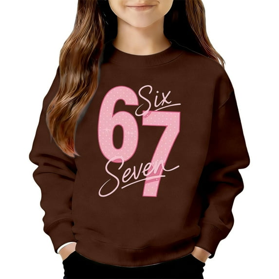 Tisuna Girls 67 Hoodie Child Star Print Long Sleeve Hooded Tops Cute ...