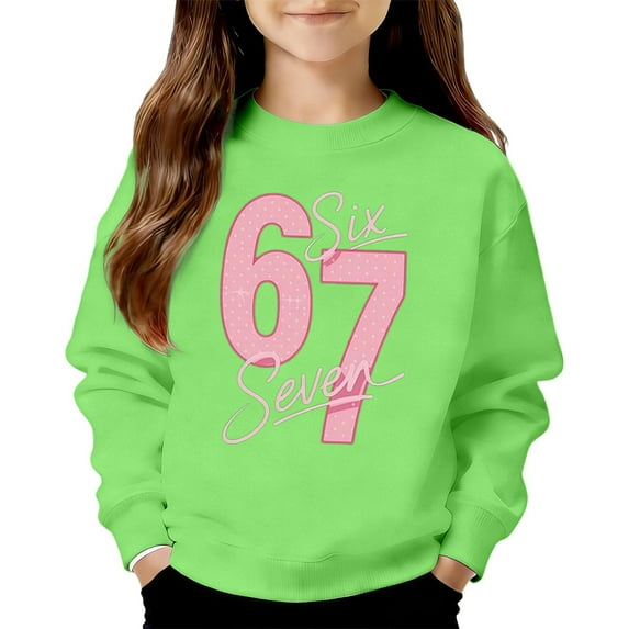 Tisuna Girls 67 Hoodie Child Star Print Long Sleeve Hooded Tops Cute ...