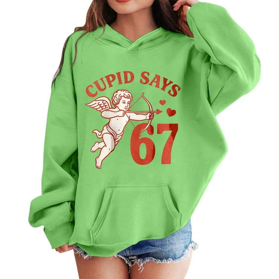 Tisuna Hoodie For Child Girls 67 Bowknot Print Long Sleeve Hooded ...