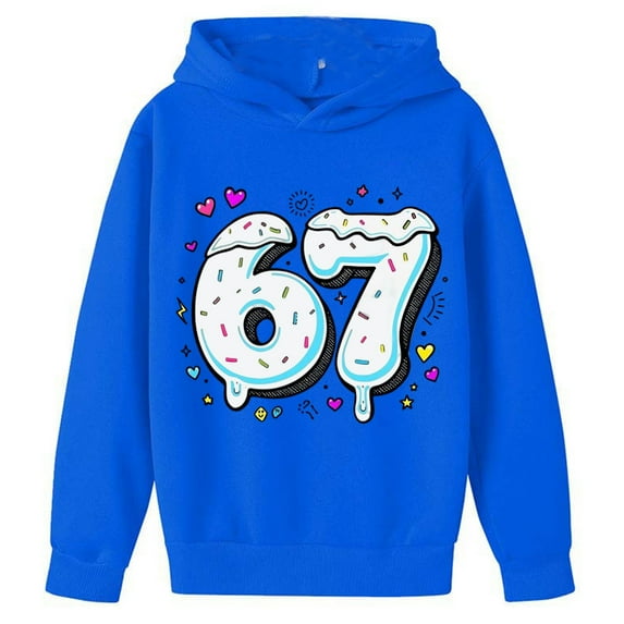 Tisuna Hoodie For Child Girls 67 Print Long Sleeve Hooded Tops ...
