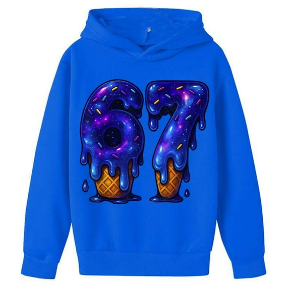 Tisuna Hoodie For Child Girls 67 Print Long Sleeve Hooded Tops ...