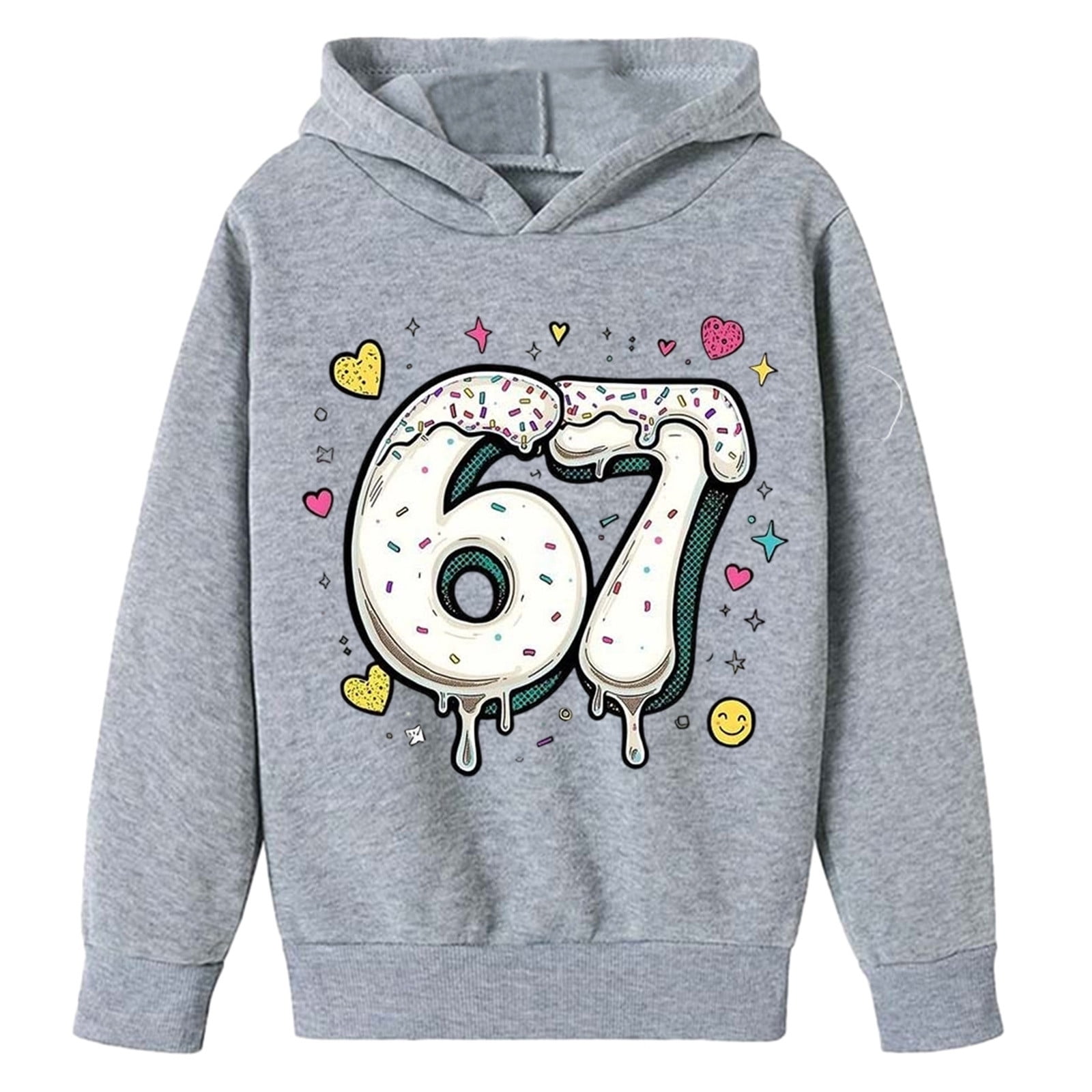Tisuna Hoodie For Child Girls 67 Print Long Sleeve Hooded Tops ...