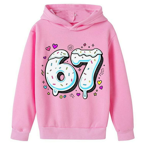 Tisuna Hoodie For Child Girls 67 Print Long Sleeve Hooded Tops ...