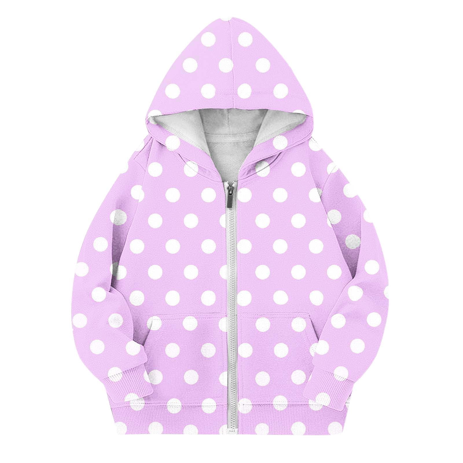 Tisuna Little Girls Jacket Polka Dot Print Long Sleeve Zipper Hooded ...