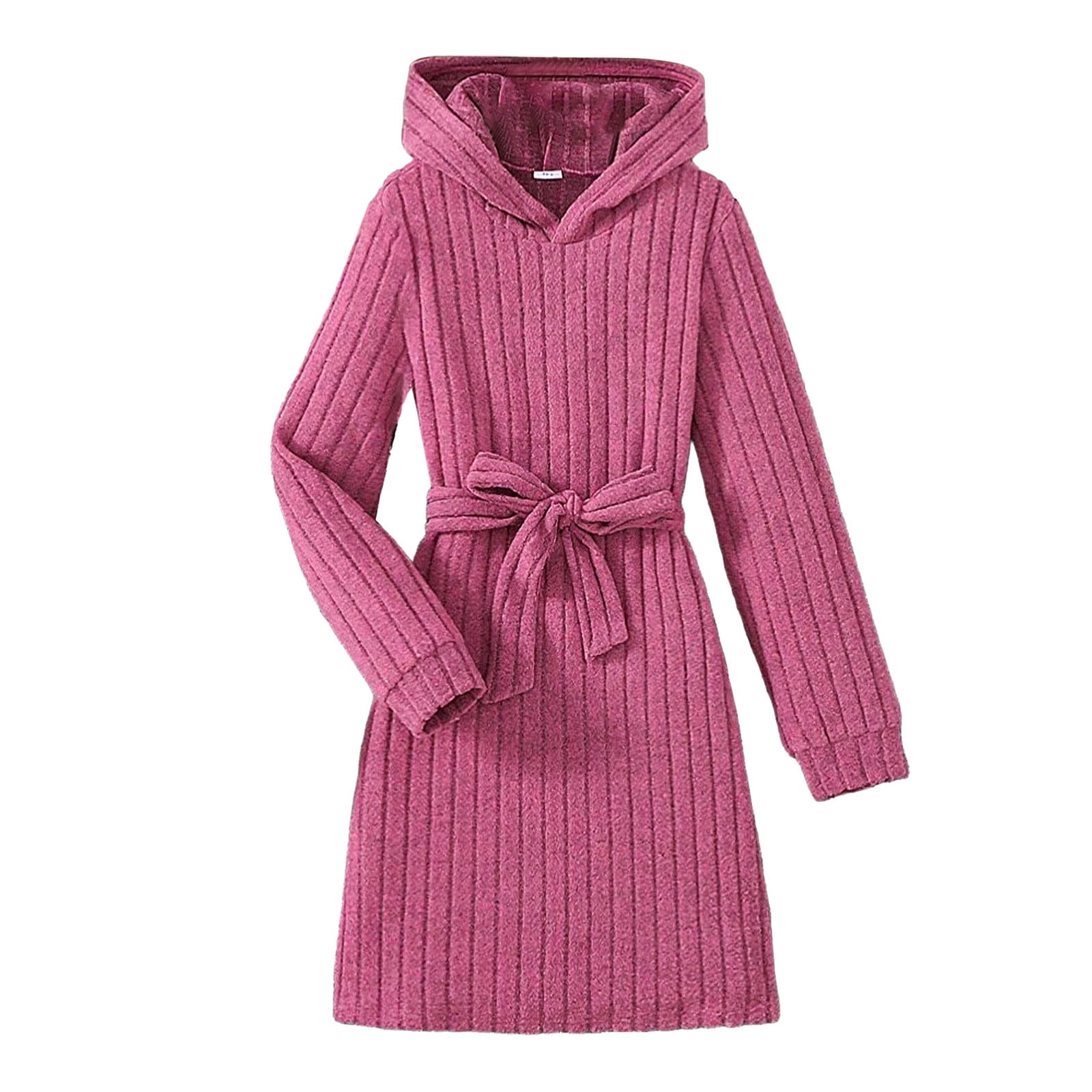 Tisuna Little Girls Sweater Dress Solid Color Long Sleeve Hooded ...