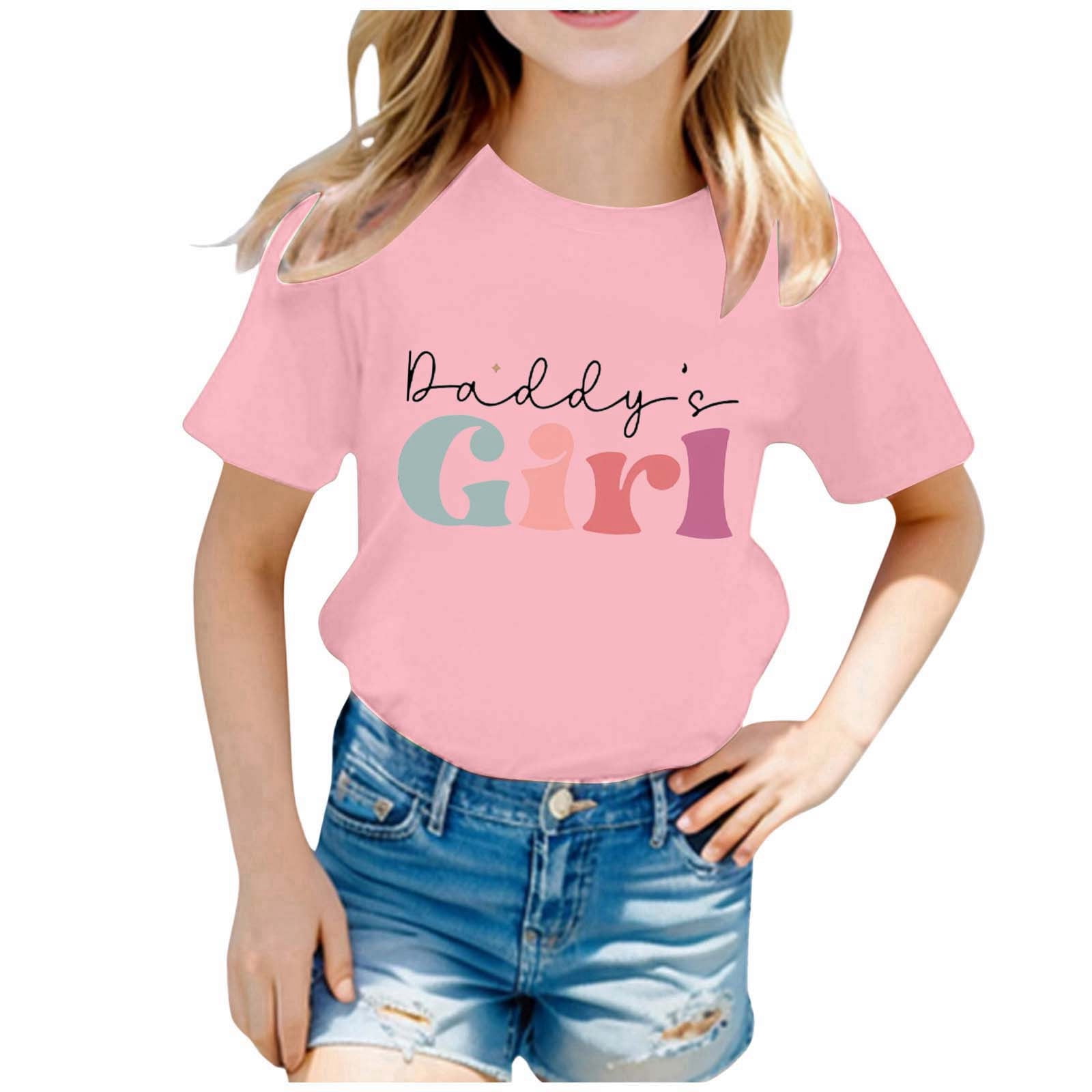 Tisuna Short Sleeve T-Shirt For Little Girls Letter Print Crew Neck ...