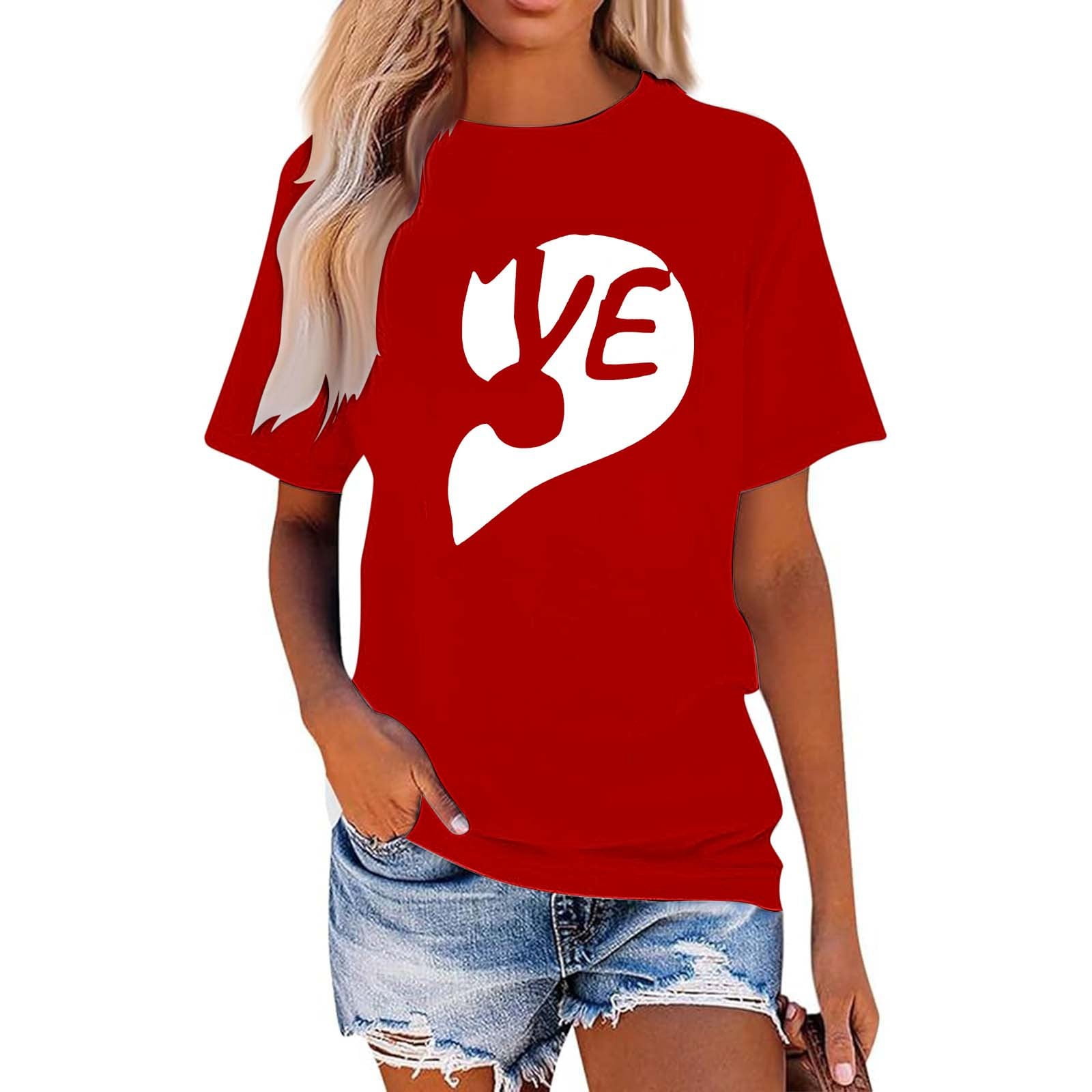 Tisuna Valentine Casual Shirt For Couple Ve Letter Print Short Sleeve ...