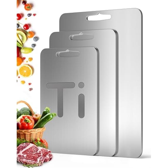TitANIUM cUTTING bOARDS FOR kITCHEN sET OF 3-100% pURE tITANIUM cUTTING ...