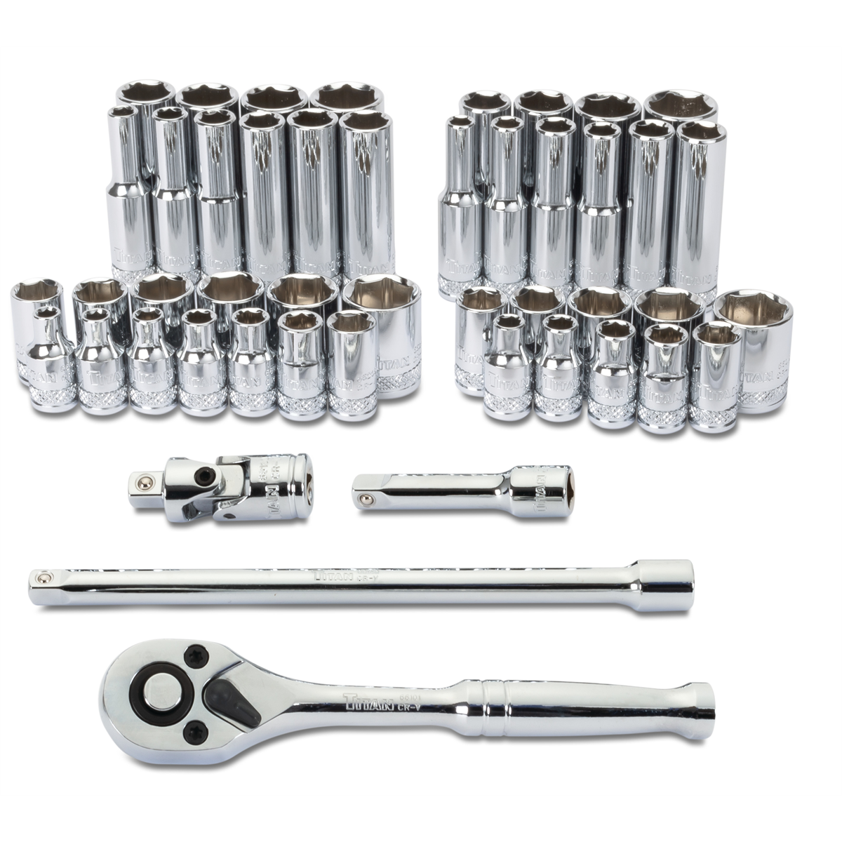 Titan 47 pc. 1/4 in. Drive Mechanic SAE/MM Socket Set - Walmart.com