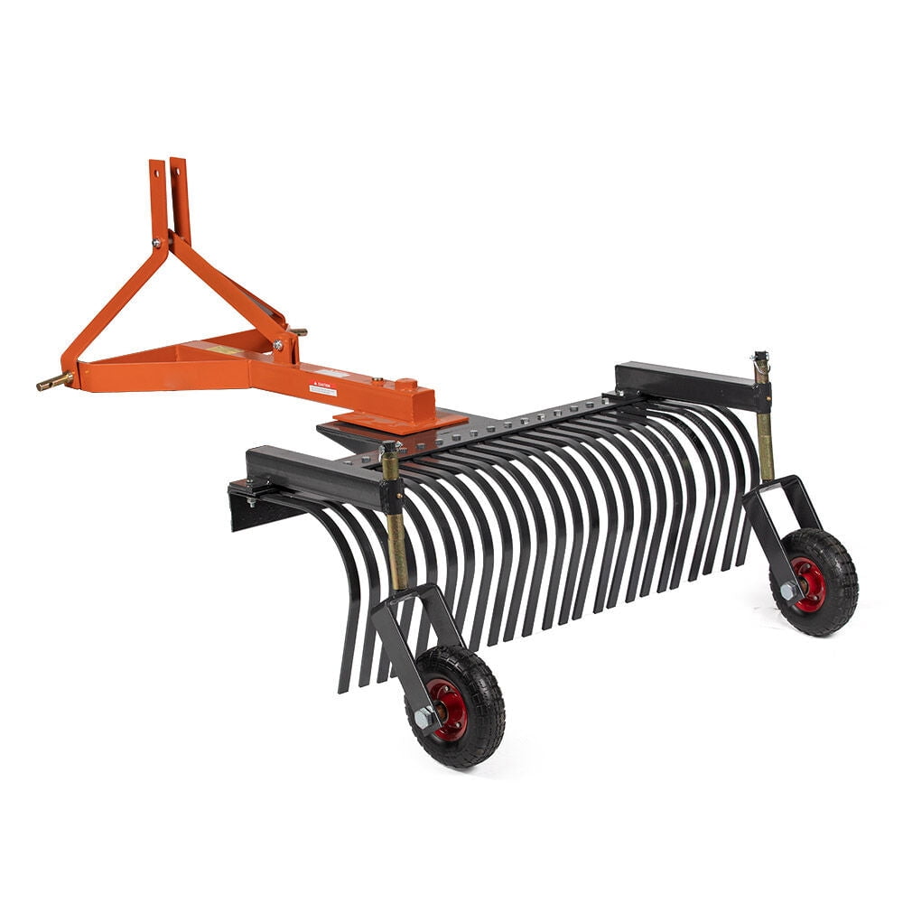 Titan Attachments 3 Point 4 FT Landscape Rake with Bolt-On Wheels for ...