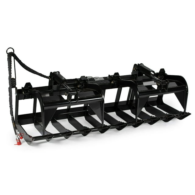 Titan Attachments HD 84in Skid Steer Root Grapple Bucket Attachment, 1/2in Thick Steel Frame ...