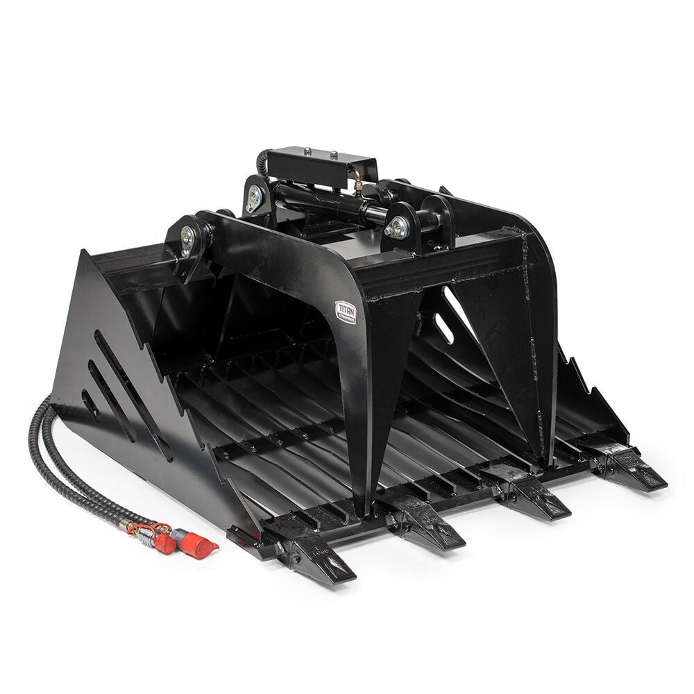 Titan Attachments Mini Skid Steer 3.5FT Skeleton Rock Grapple Rake with ...
