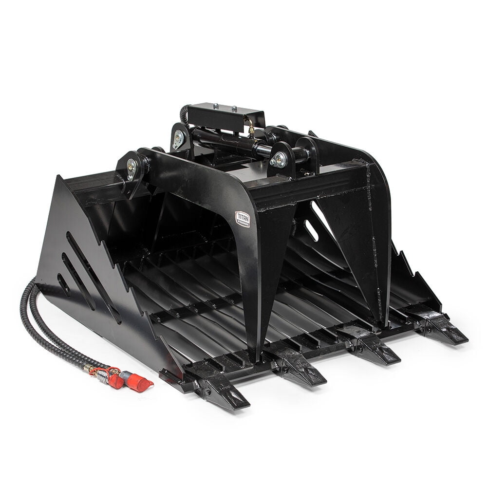 Titan Attachments Mini Skid Steer 3.5FT Skeleton Rock Grapple Rake with ...