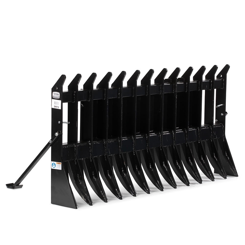 Titan Attachments 72in Skid Steer Root Rake, Universal Quick Tach, Land ...