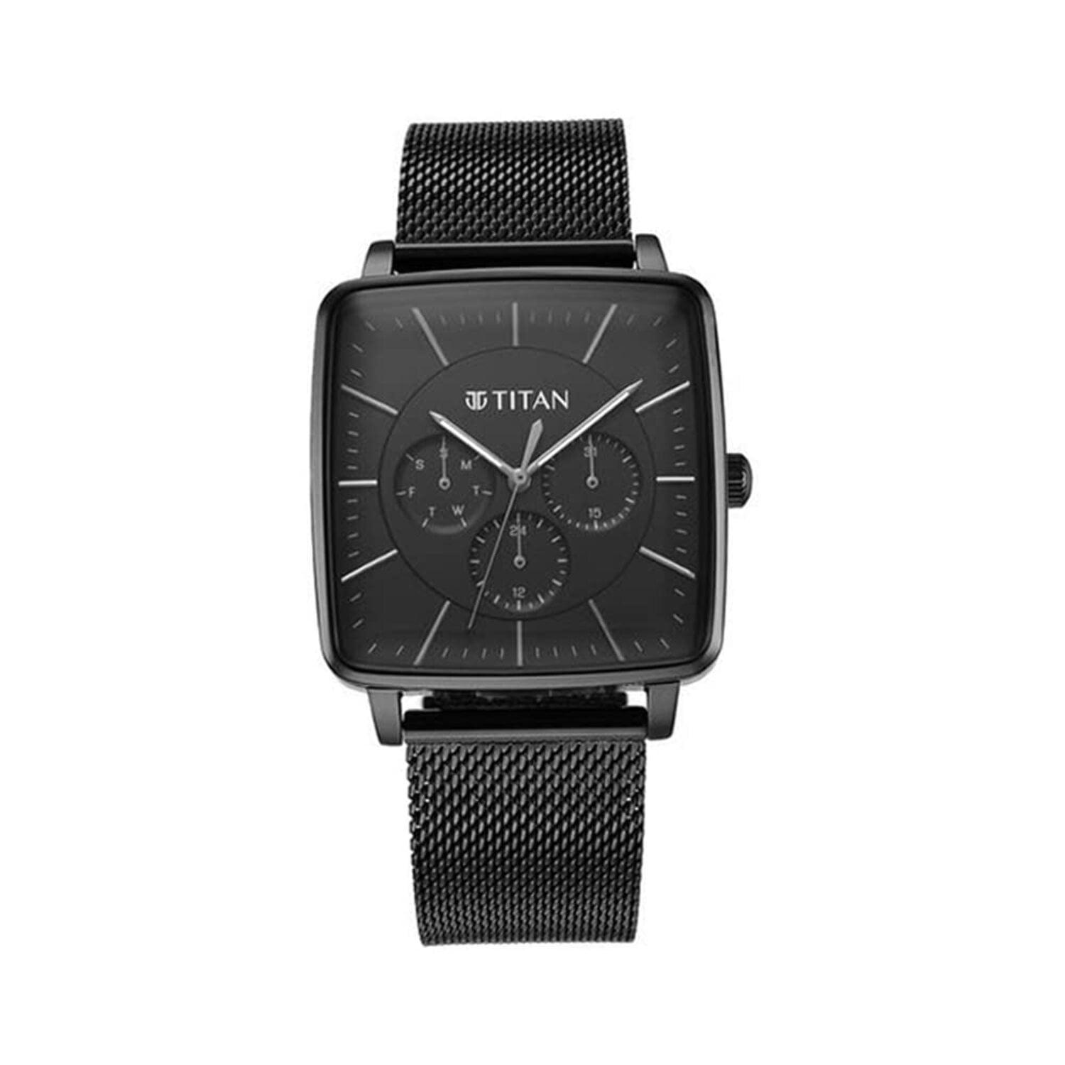 Titan Avant Garde Black Dial Quartz Multifunction Stainless Steel Strap ...