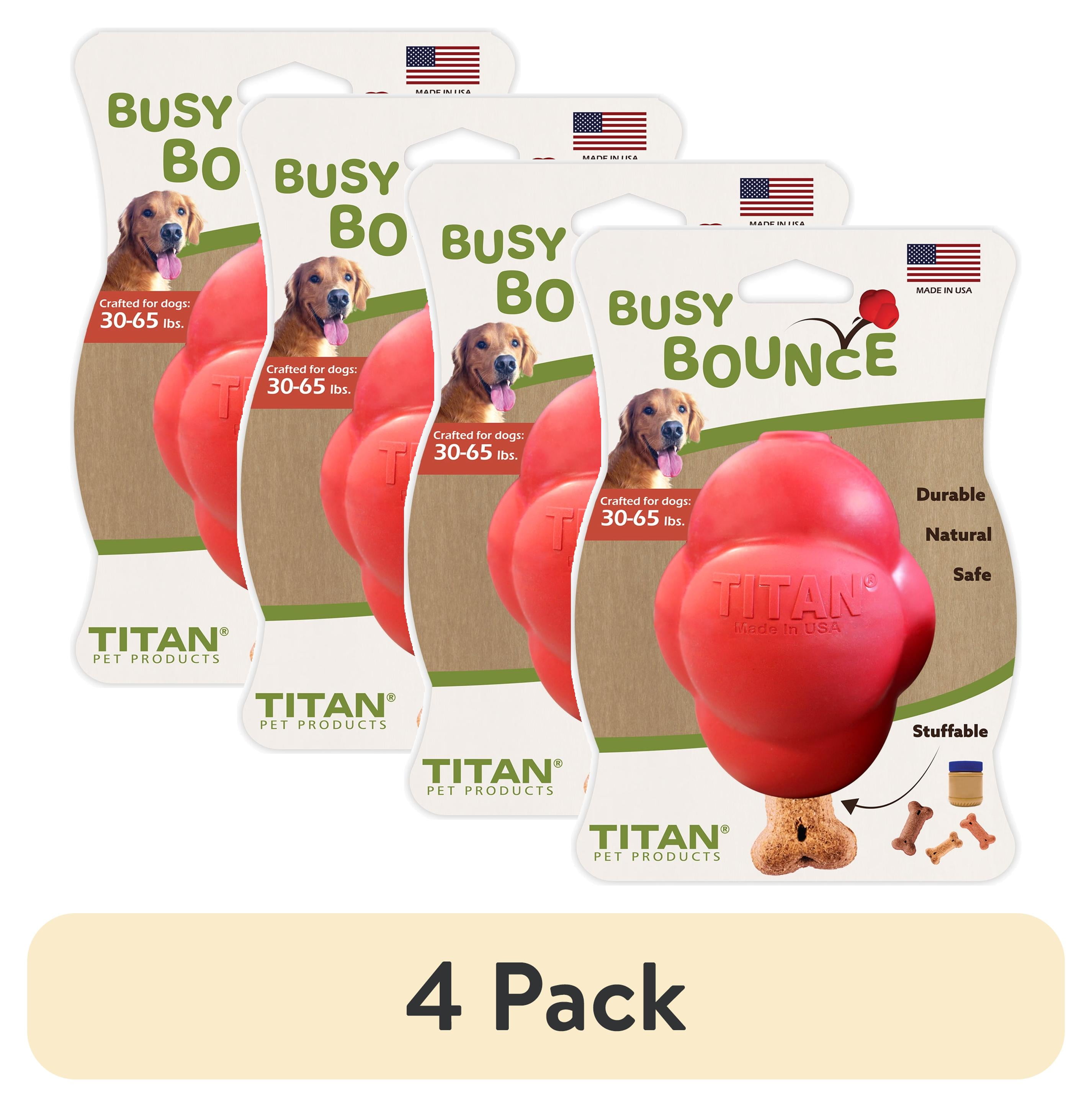 (4 pack) Titan Busy Bounce Durable Rubber Dog Toy, Large, Red - Walmart.com