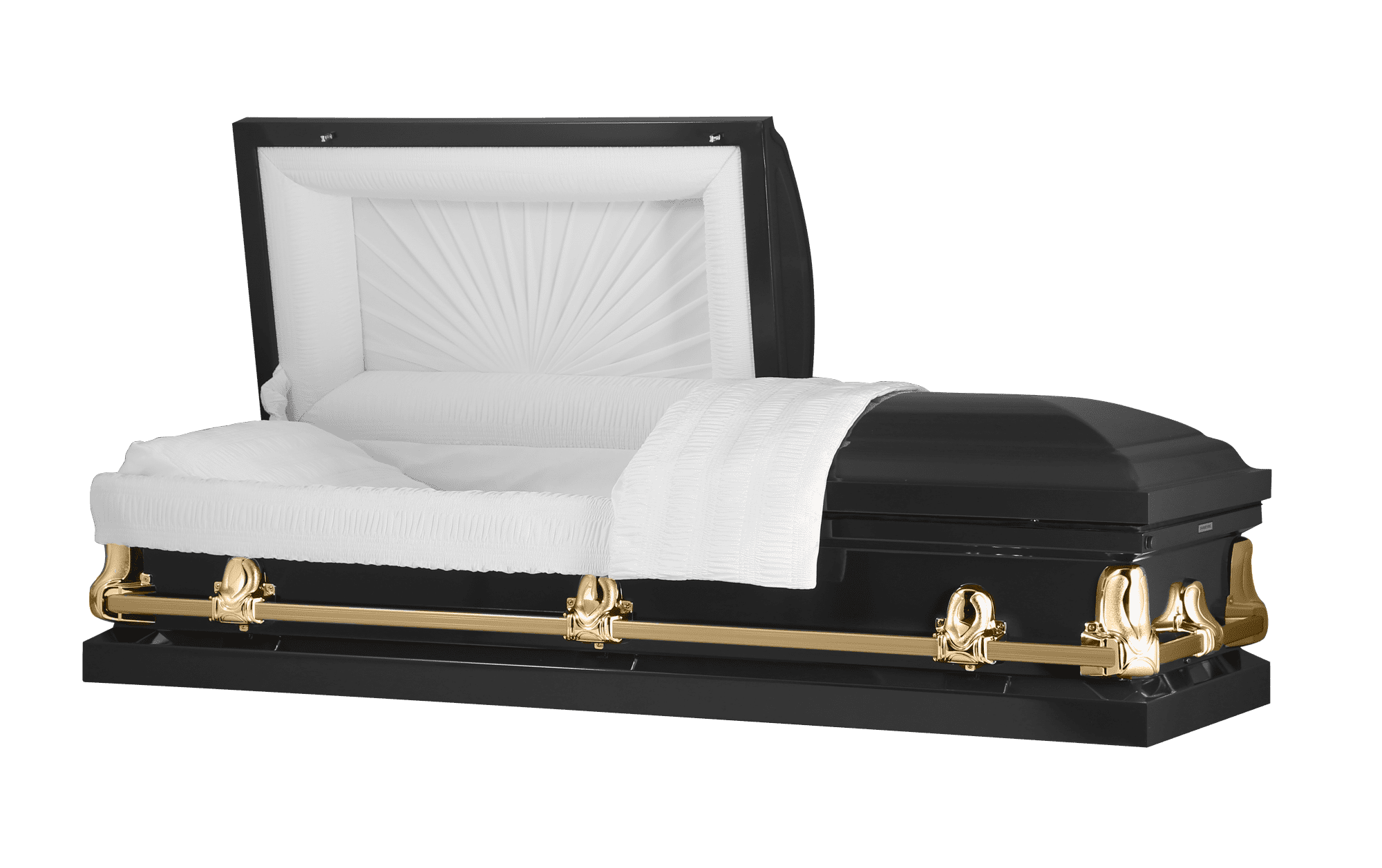 Titan Casket - Orion Series: Black & Gold Steel Coffin with White ...