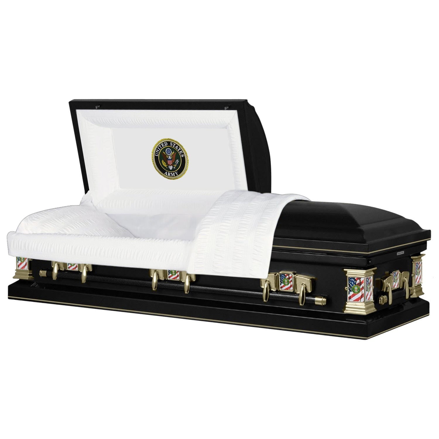 Titan Casket - Premier Steel Army Veteran Coffin with White Crepe ...