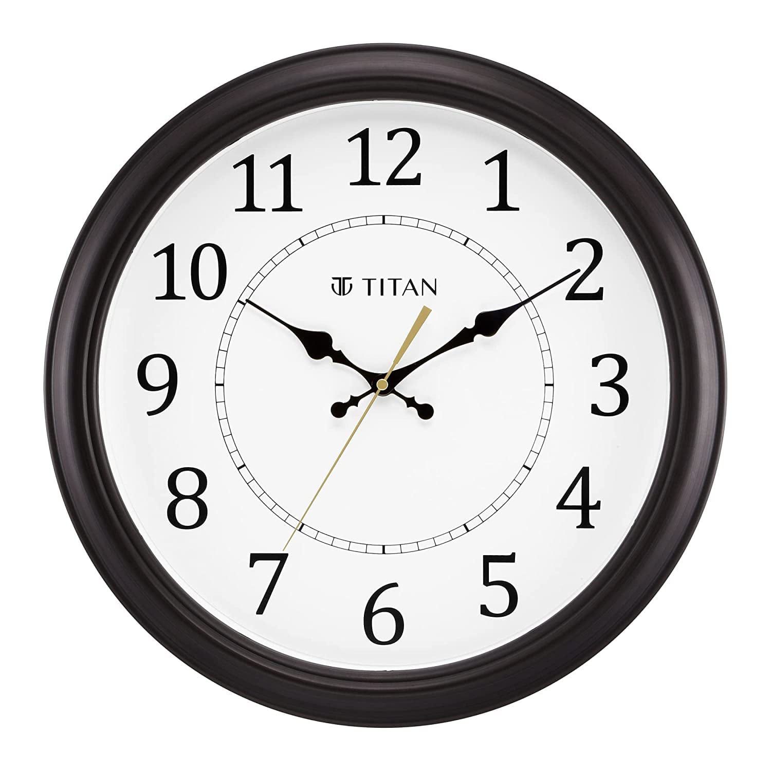 Titan Dark Brown Wall Clock with White dial, 32.5cm x 32.4cm - Walmart.com