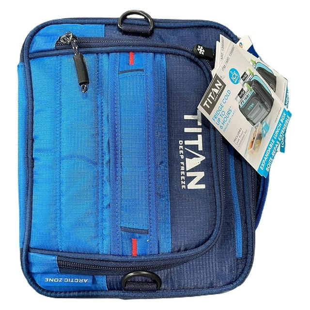 Titan Deep Freeze Expandable Lunch Box with 2 Ice Walls, Blue,Gray ...