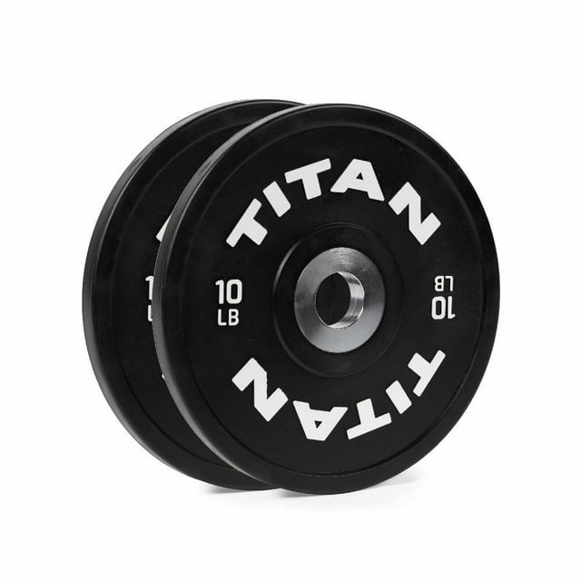 Titan Fitness 10 LB Black Elite Olympic Bumper Plates, Competition ...