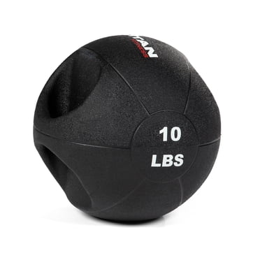 CanDo Molded Dual-Handle Medicine Ball for Strength Training, Core ...