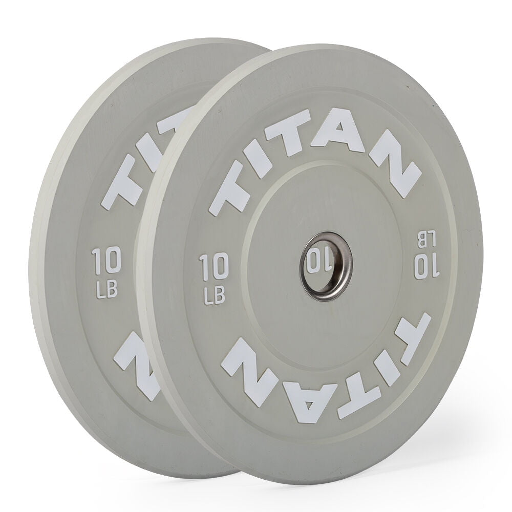 Titan Fitness 10 LB Economy Olympic Bumper Plates, Color-Coded by IWF ...