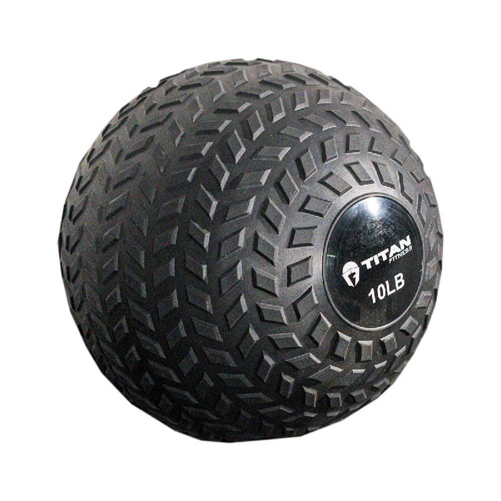Titan Fitness 10 LB Rubber Tread Slam Ball, Dead Bounce, 10in Diameter ...