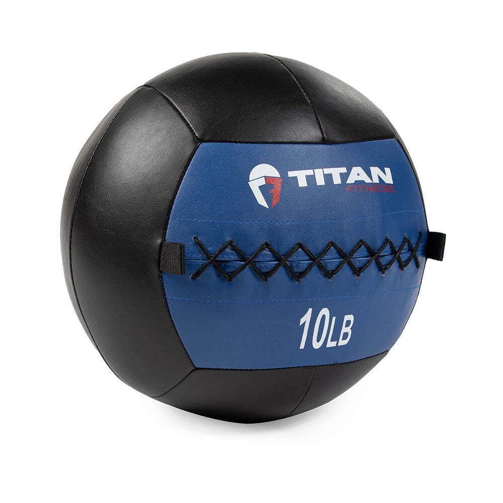 Titan Fitness 10 LB Soft Leather Medicine Wall Ball, Color-Coded Weight ...