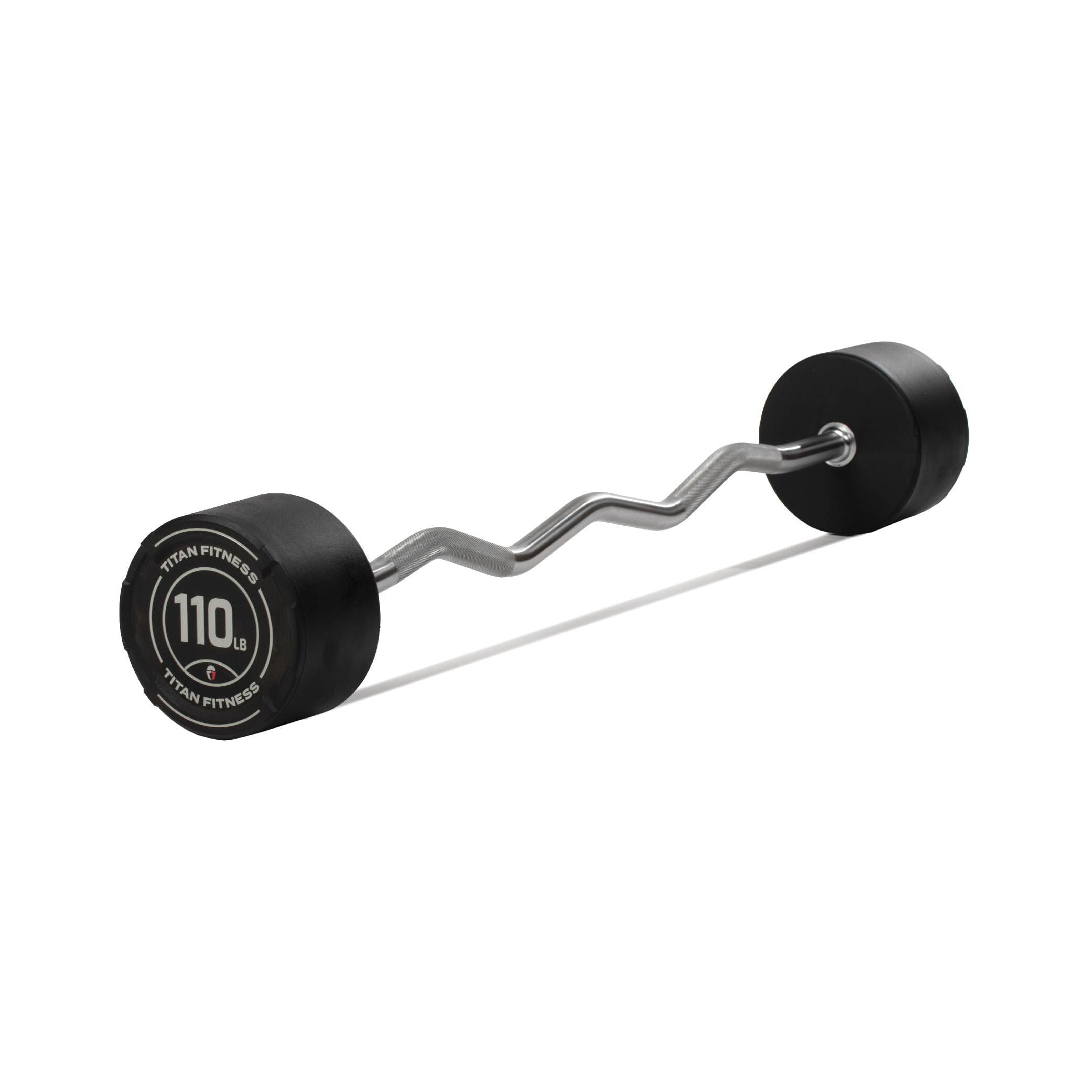 Titan Fitness 110 LB Rubber EZ Curl Fixed Barbell, Pre-Loaded Weight ...