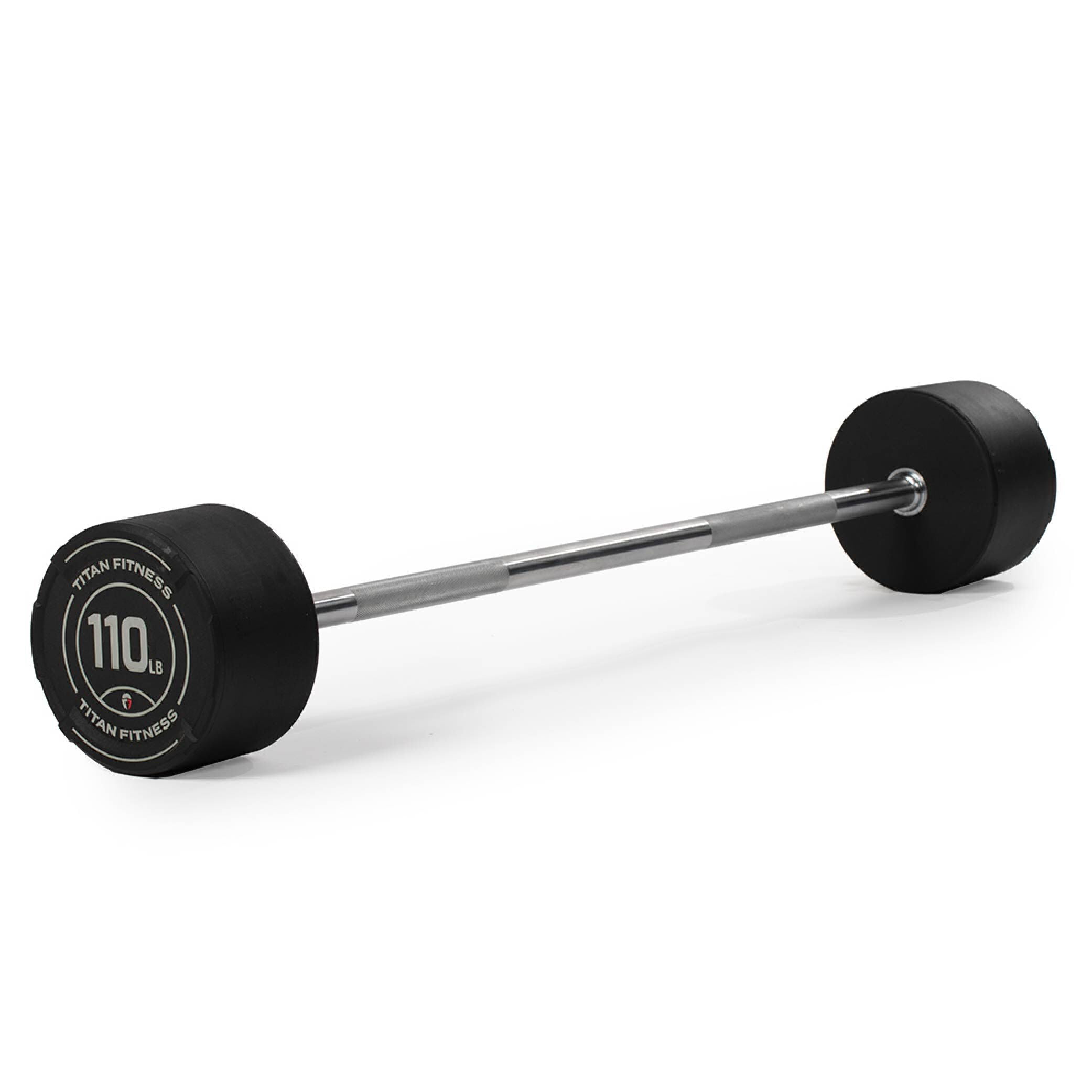 Titan Fitness 110 LB Rubber Straight Fixed Barbell, Pre-Loaded Weight ...
