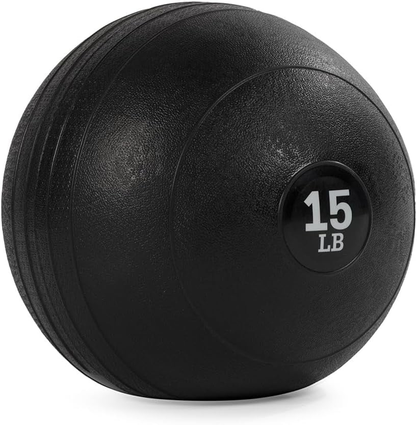 Titan Fitness 15 LB Rubber Slam Ball, Dead Weight Ball Absorbs Impact ...