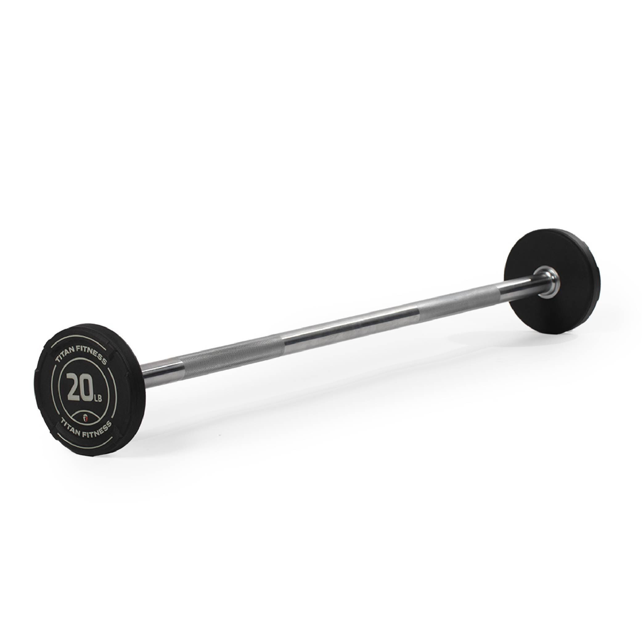 Titan Fitness 20 LB Rubber Straight Fixed Barbell, Pre-Loaded Weight ...