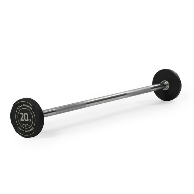 Titan Fitness 20 LB Rubber Straight Fixed Barbell, Pre-Loaded Weight ...