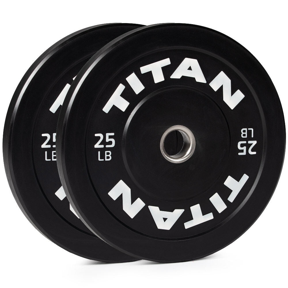 Titan Fitness 25 LB Pair Economy Series Black Olympic Bumper Plates ...