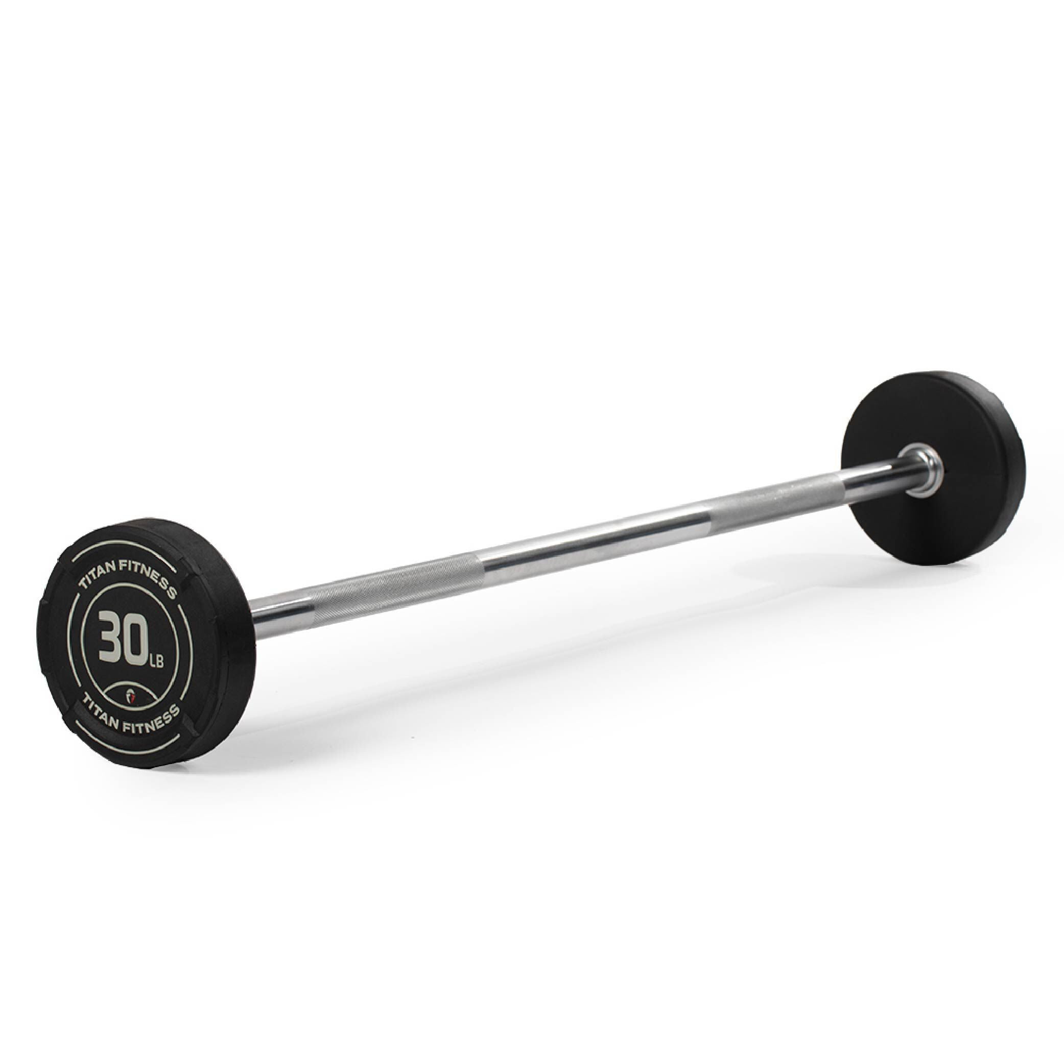 Titan Fitness 30 LB Rubber Straight Fixed Barbell, Pre-Loaded Weight ...