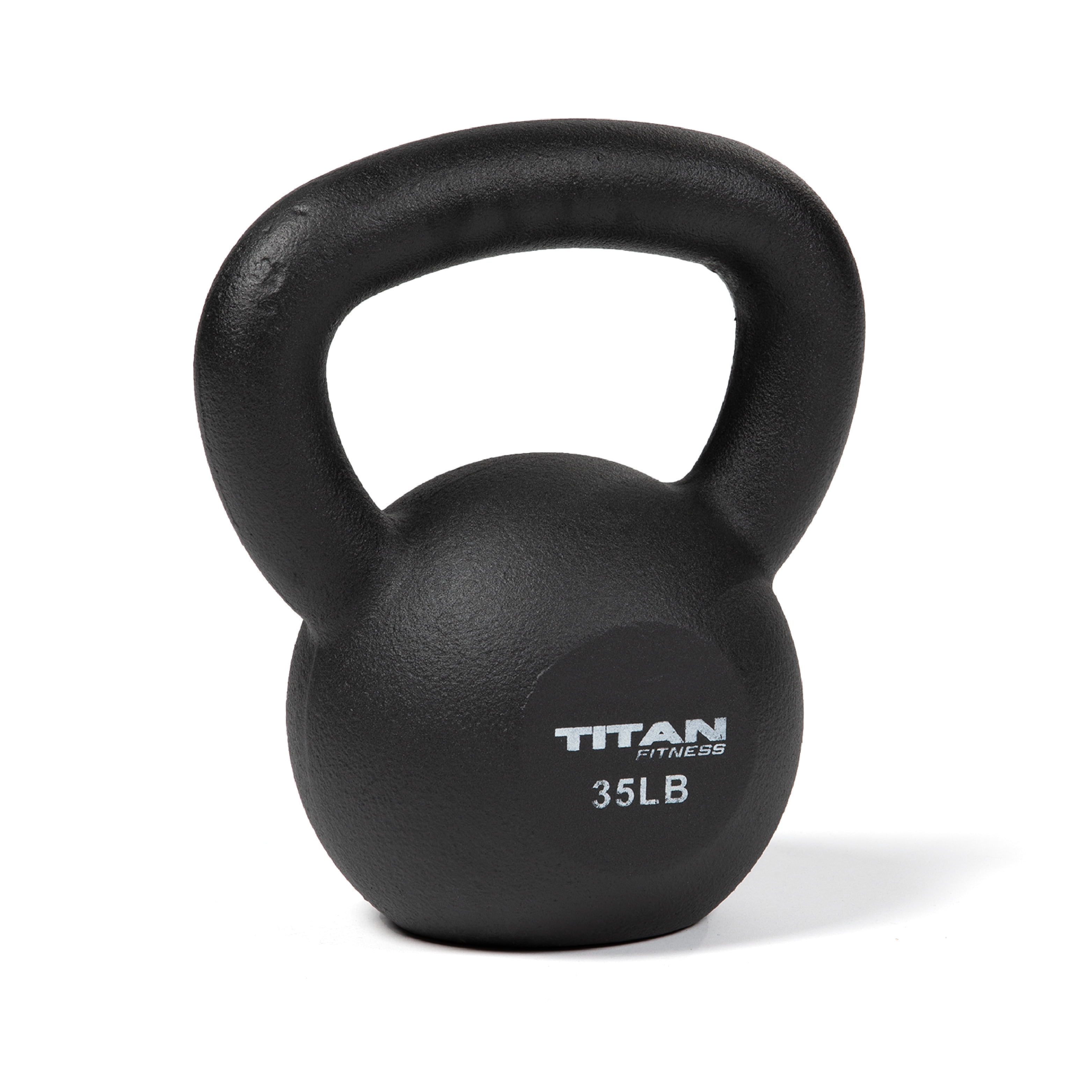 Titan Fitness 35 LB Cast Iron Kettlebell, Single Piece Casting, LB ...