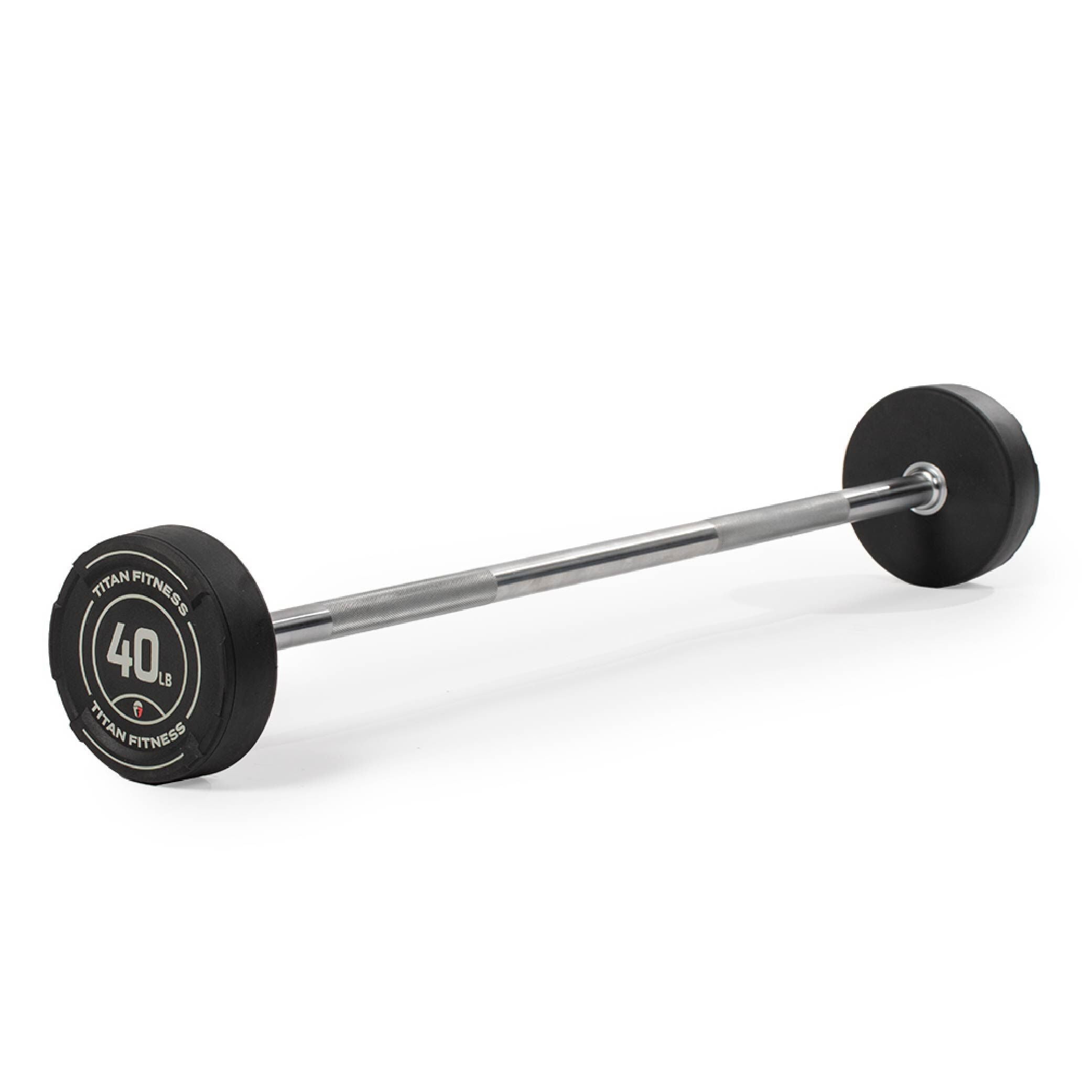 Titan Fitness 40 LB Rubber Straight Fixed Barbell, Pre-Loaded Weight ...