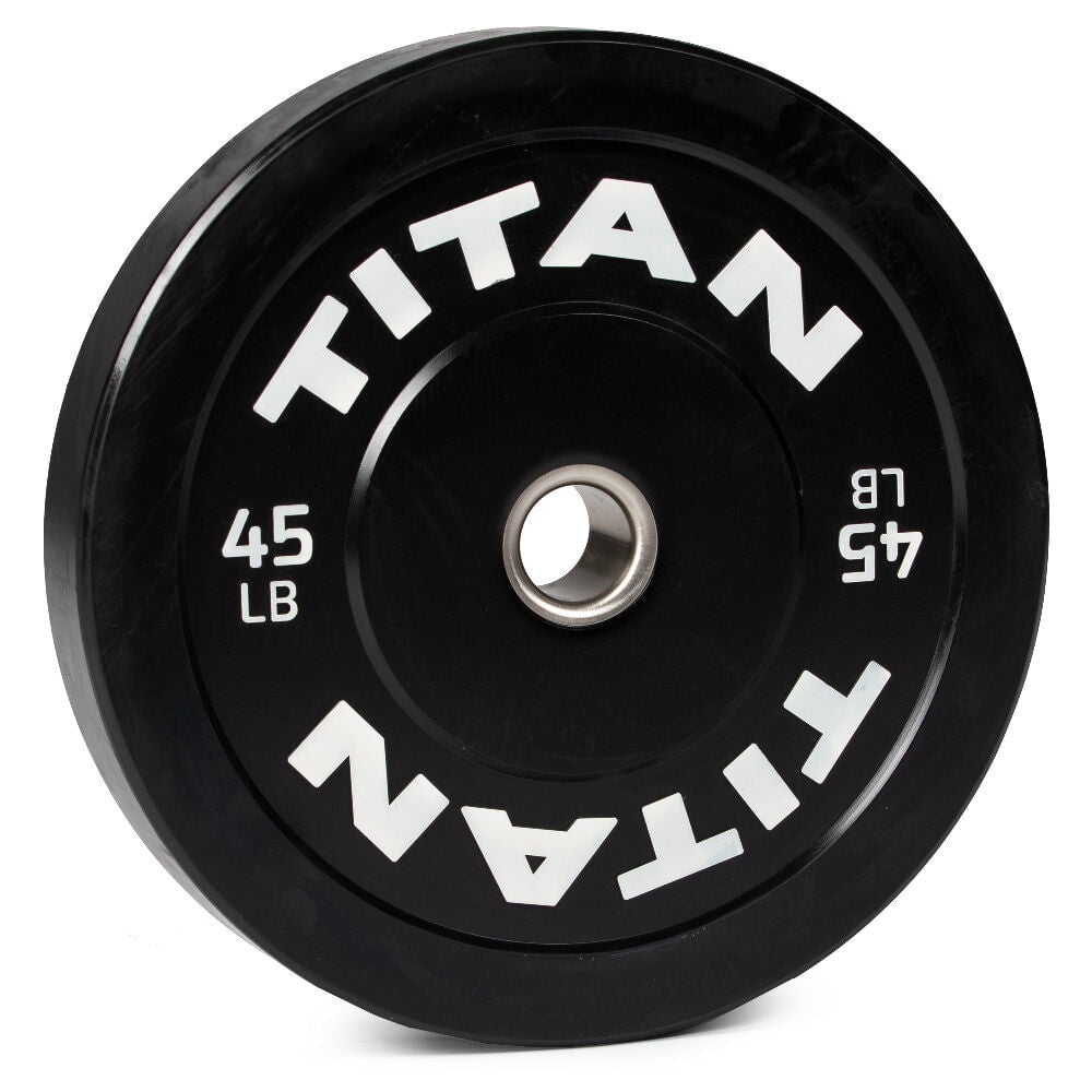 Titan Fitness 45 LB Single Economy Series Black Olympic Bumper Plate ...